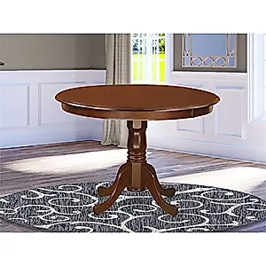 42" Antique Wooden Round Dining Table, Drop Leaf Dining Room Table with Pedestal Legs for Kitchen Dining Room, in Brown Mahogany