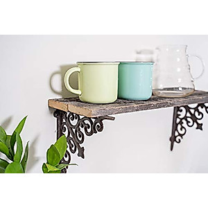 BarnwoodUSA Rustic Wooden Shelf with Victorian Brackets, Farmhouse Wall Ledge