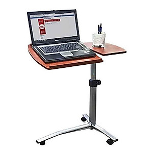Lifting Computer Desk Mobile Standing Desk,Laptop Sit or Stand Desk on Wheels,Portable Workstation Coffee Breakfast Table Gaming Desk Adjustable Height PC Work Desk for Home Office Small Space,Brown