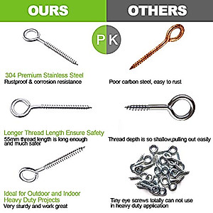 Stainless Steel Eye Screws, Heavy Duty Screw Eyes, Eye Hooks Screw in Heavy Duty, 3.5 Inches Eye Bolts, 10 Pack Eye Hooks Screw