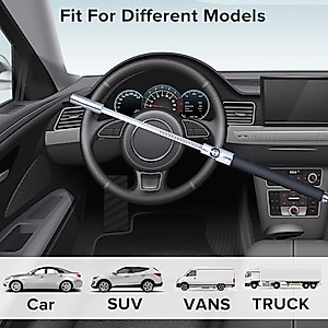 Anti Theft Steering Wheel Lock, Retractable Wheel Locks, Universal Adjustable Car Theft Prevention Device with 3 Keys and Safety Hammer Fit for All Type of Cars