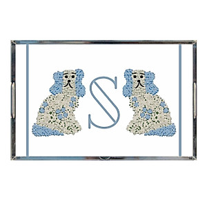 Acrylic Serving and Vanity Trays ; Blue Staffordshire Dogs Acrylic Tray ; Monogram Acrylic Tray ; Decorative Vanity Trays and Kitchen Serving Trays