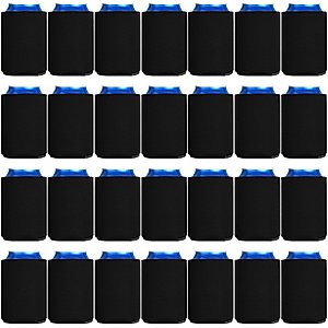 CHENGU 80 Pieces Can Coolers Soft Insulated Soda Cover Coolies Blank Can Covers Collapsible Can Cooler Sleeves Plain Can Sleeves for Soda Beverage DIY Customizable Weddings Party(Black)