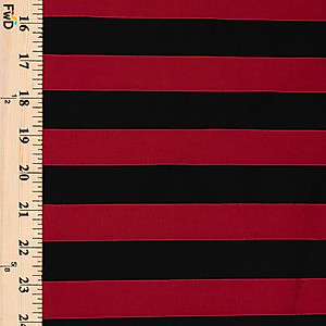Printed Striped Cotton Fabric 100% Cotton 58/60" Wide Sold BTY (Black/Red)