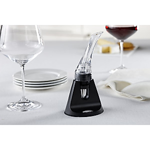 Trudeau Aroma Aerating Pourer with Stand Red Wine Bottle Aerator Spout,