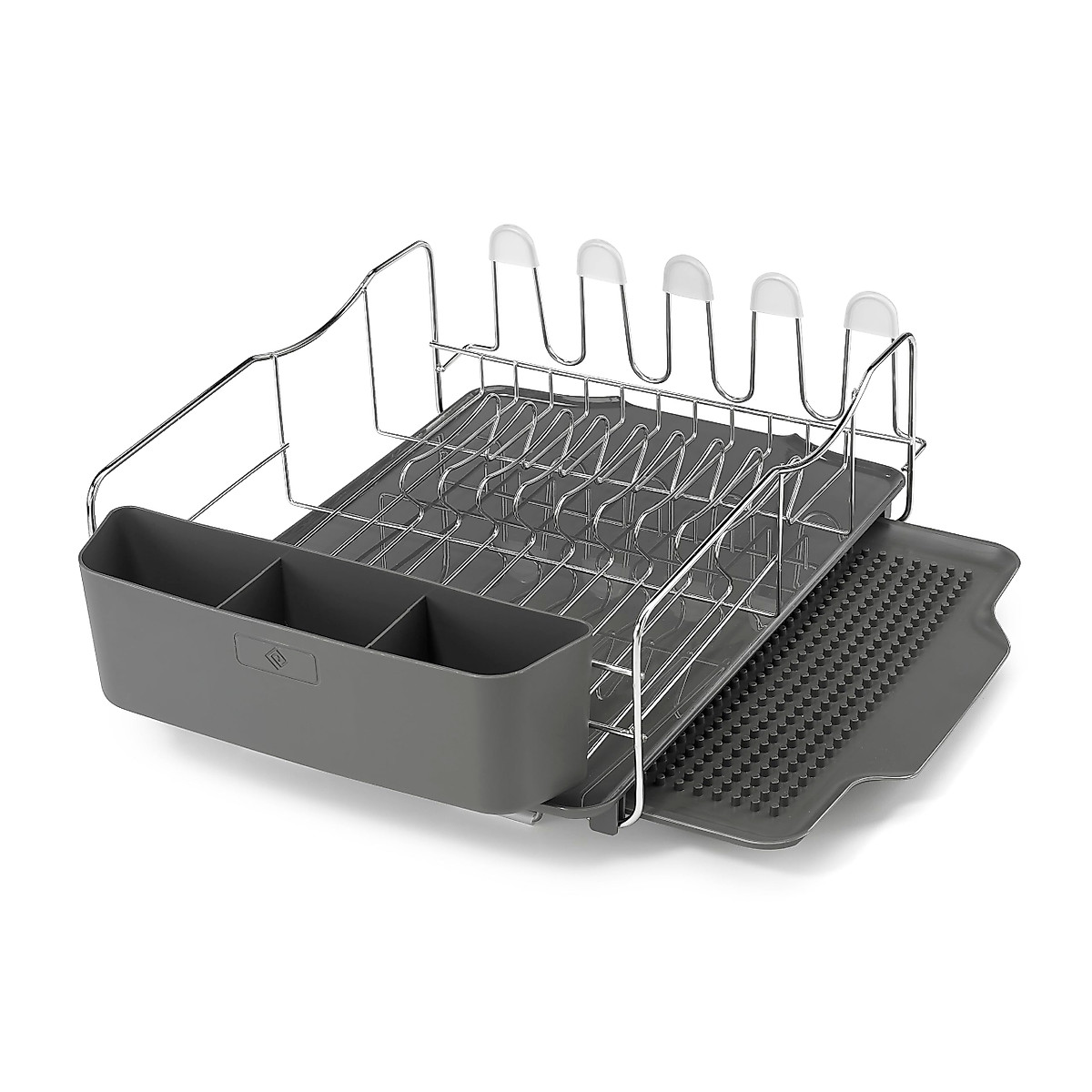Polder KTH-615 Dish Rack & Tray 4 PC Combo– Advantage System Includes Rack, Drain Tray, Removable Drying Tray & Cutlery Holder – Stainless Steel & Plastic