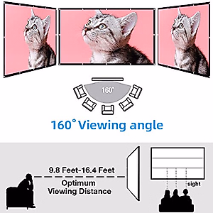 Projector Screen, 120 inch Portable Foldable Projection Screen 16:9 HD 4K Indoor Outdoor Projector Movies Screen with Carrying Bag for Home Theater Camping and Recreational Events