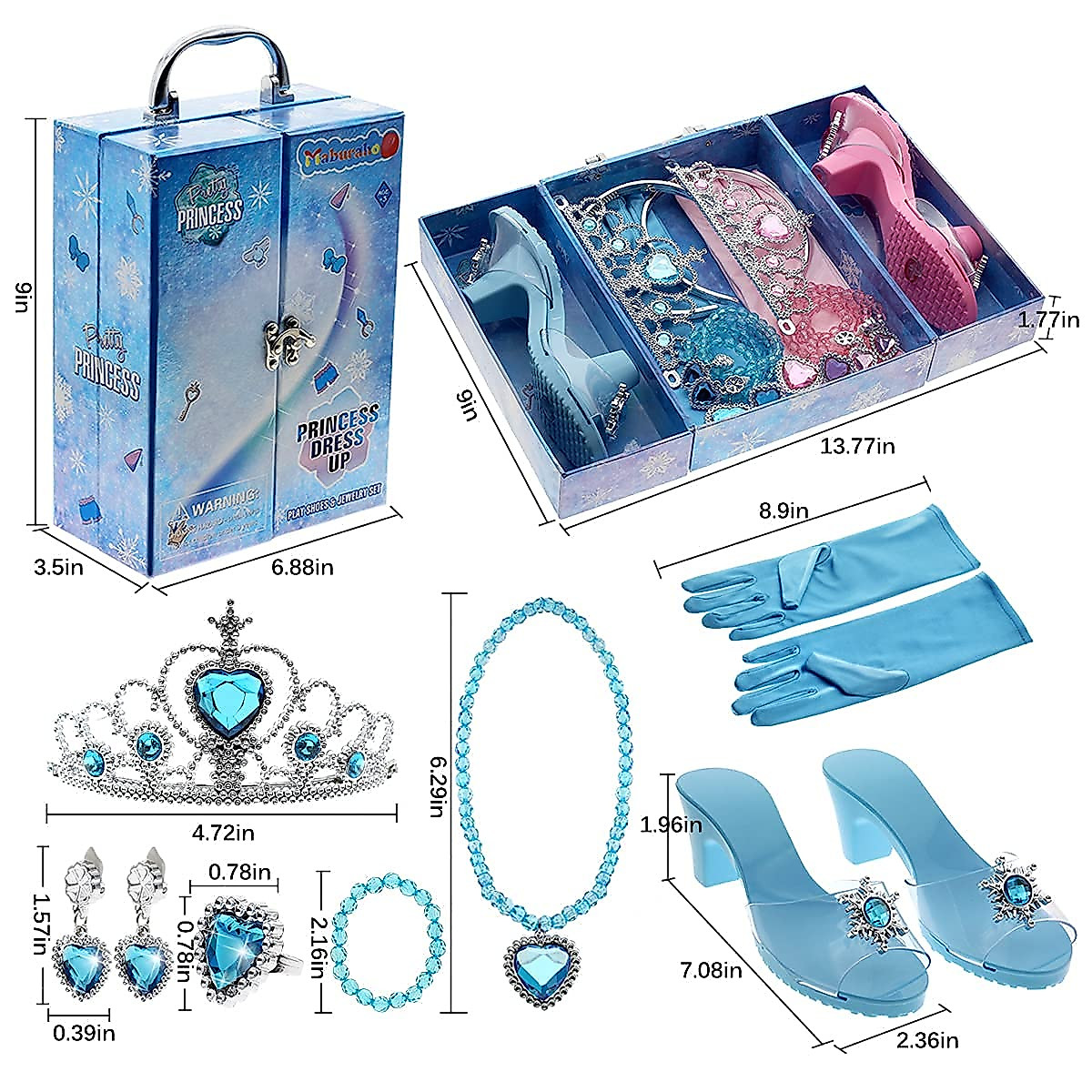 Princess Toys for 3 4 5 6 7 8 Year Old Girls,Toddler Little Girl Toys ages 3+ Year Old Birthday Easter Halloween Christmas Gifts Princess Dress Up Shoes Exquisite Box Indoor Outdoor Party Games