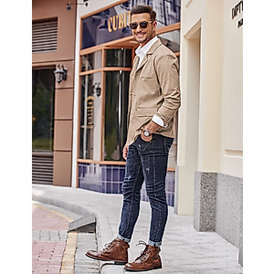 COOFANDY Men's Cotton Linen Shirt Jacket Casual Sport Coats Lightweight Suit Blazer Jackets