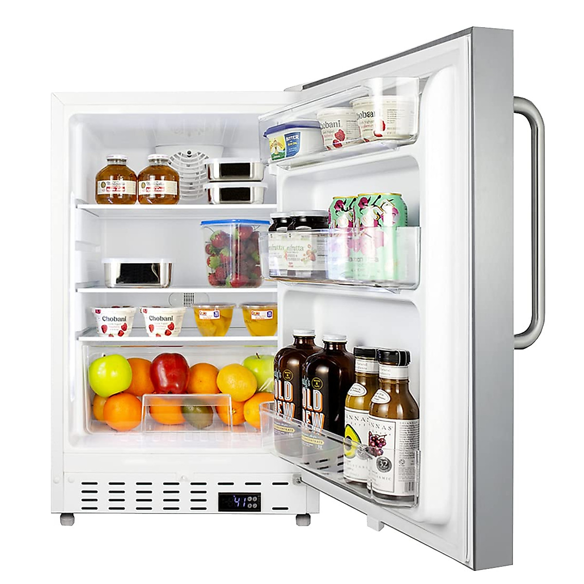 Summit Appliance ALR46WCSS 20" Wide Built-In All-Refrigerator, ADA Compliant, Adjustable Thermostat, 3.53 cu.ft Capacity, Automatic Defrost, Temperature & Open Door Alarms, Interior Light