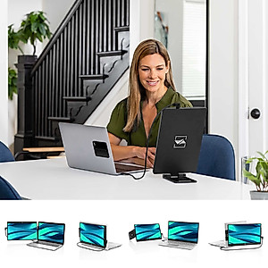 SideTrak Swivel 14” Patented Attachable Portable Monitor for Laptop | FHD TFT USB Rotating Laptop Dual Screen | Mac, PC, & Chrome Compatible | Fits All Laptops | Powered by USB-C or Mini HDMI (Black)