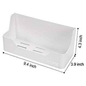 HYOATREA Bedside Shelf Organizer, White Plastic Wall Mounted Adhesive Storage Caddy Shelf Accessory for Phone, Remote, Earphone, Glasses | Home, Office, Dorm (Classic)