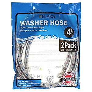 Premium Stainless Steel Washing Machine Hoses - Burst Proof (2 Pack) Red and Blue Striped Water Connection Inlet Supply Lines from Kelaro