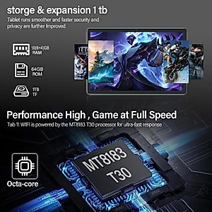 AOYODKG Tablet with Keyboard, 2 in 1 Tablet 10 Inch 10GB RAM + 64GB ROM with 5G WiFi, Android Tablet HD IPS, Octa-Core 2.0Ghz, 5MP + 8MP Camera, Bluetooth, 6000mAh, GPS, 1TB Expand - Silver