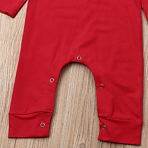 unniful Newborn Baby's Xmas Long Sleeve Romper+Hat Chrismas Santa Claus Dressed Set Onesies Jumpsuit 2pcs … (Red, 90/12-18m)