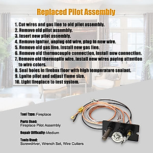 10002264 Propane & Natural Gas Fireplace Pilot Assembly, Include Pilot Tube, Thermocouple, Thermopile, and Ignitor Wire. Used for Fireplaces and Stoves.
