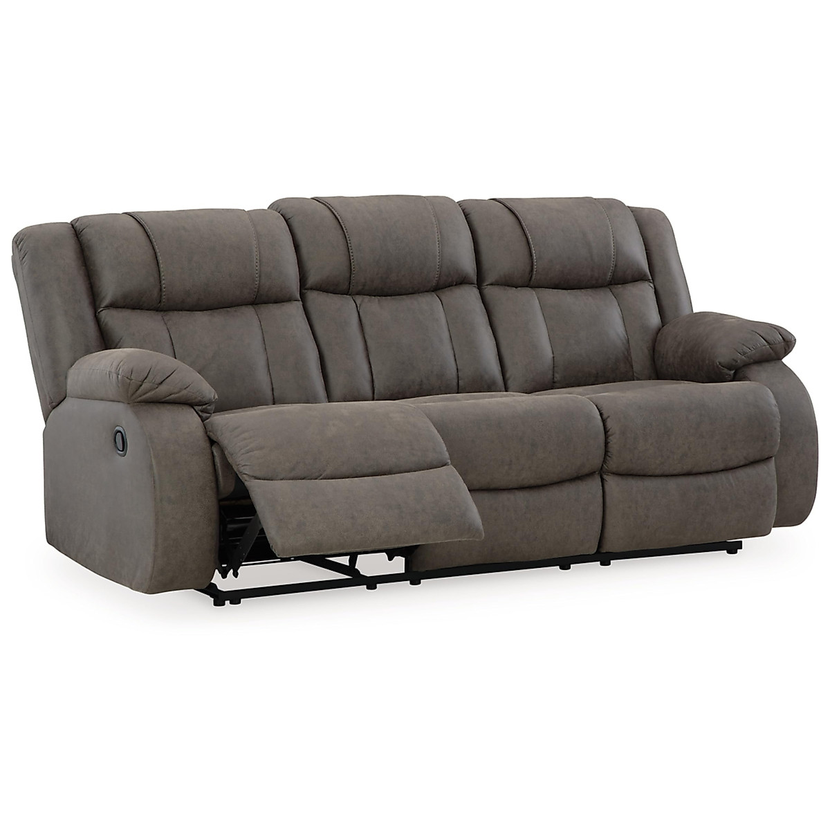 Signature Design by Ashley First Base Contemporary Faux Leather Manual Reclining Sofa, Gray