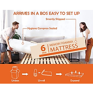 Capacmkseh 6 inch Twin XL Size Mattress, Memory Foam Mattress for Pressure Relief, Medium Firm Mattress Zoned Pressure Relief Pad Mattresses, Bed in a Box, CertiPUR-US Certified Fiberglass Free