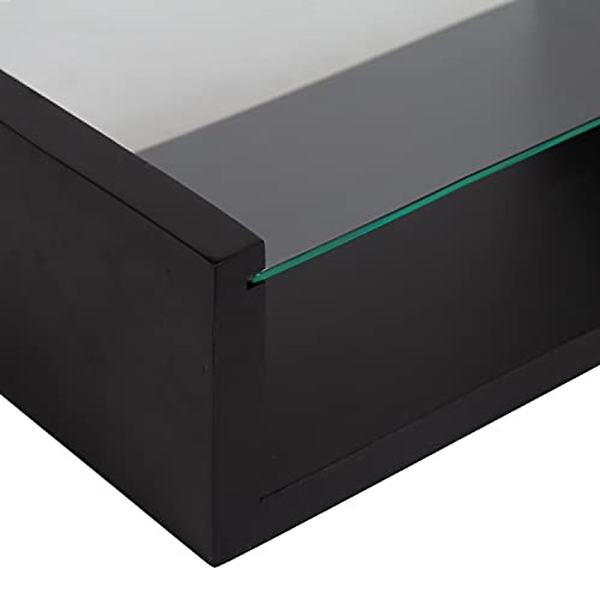 Kate and Laurel Holt Modern Floating Shelf, 18 x 10, Black, Floating Wood Shelf with Tempered Glass Top for Storage and Display