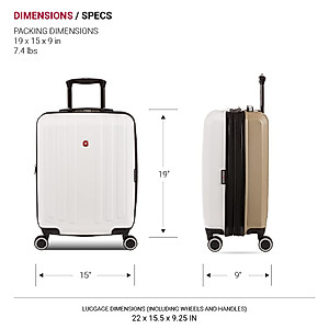 SwissGear Duet Hardside Expandable Luggage with Spinner Wheels, Ivory/Taupe, Carry-On 19-Inch
