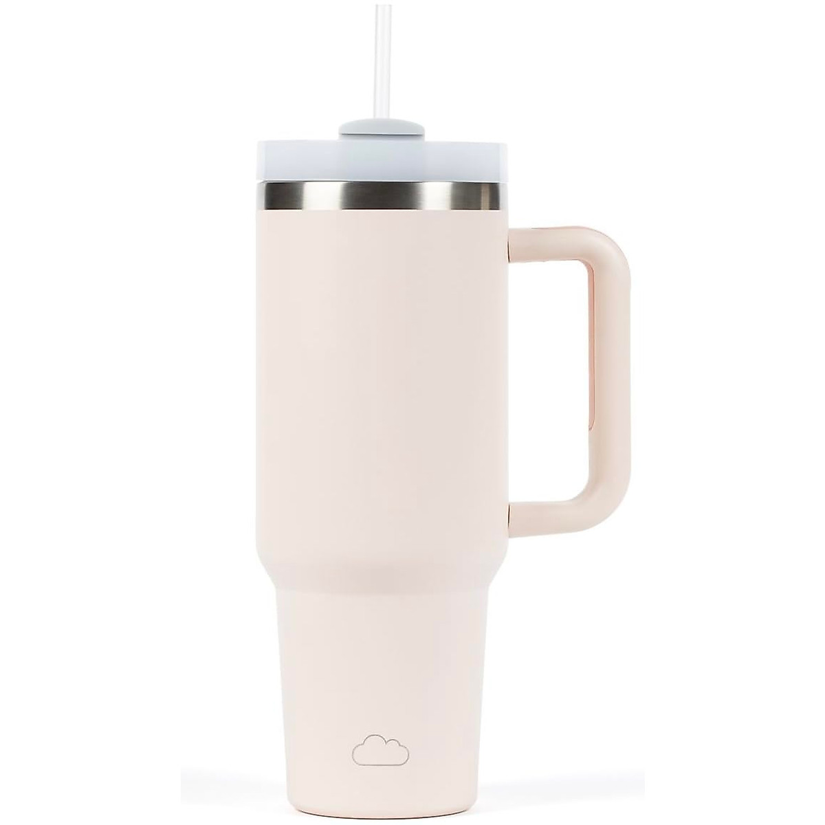Cozy Steel 40 oz Tumbler with Handle and Straw Lid - Insulated Reusable Stainless Steel Travel Mug for Hot and Cold Beverages, Water Bottle, Iced Coffee Cup (Light Pink)