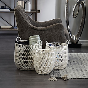 Deco 79 Storage Basket, 3 Pieces CONVINIENTLY Sized, White