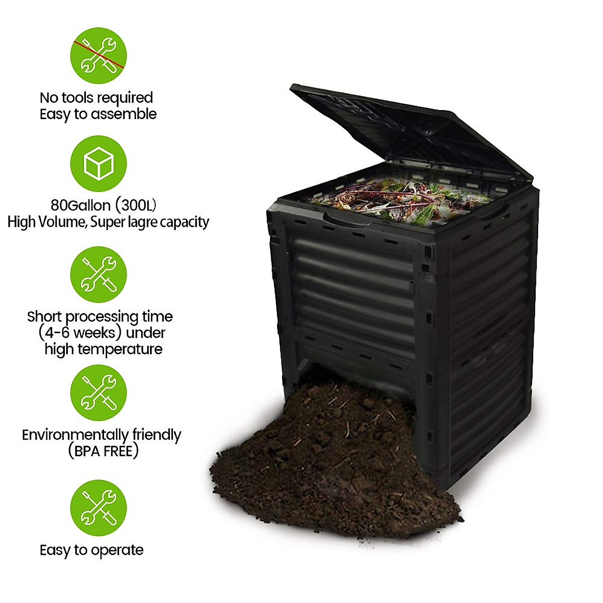 Garden Compost Bin and Multifunction Garden Tumbling Composter,Easy Assembling, Large Capacity, Fast Creation of Fertile Soil