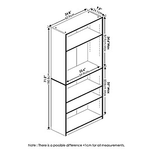 FURINNO JAYA Simply Home 5-Shelf Bookcase, 5-Tier, Espresso