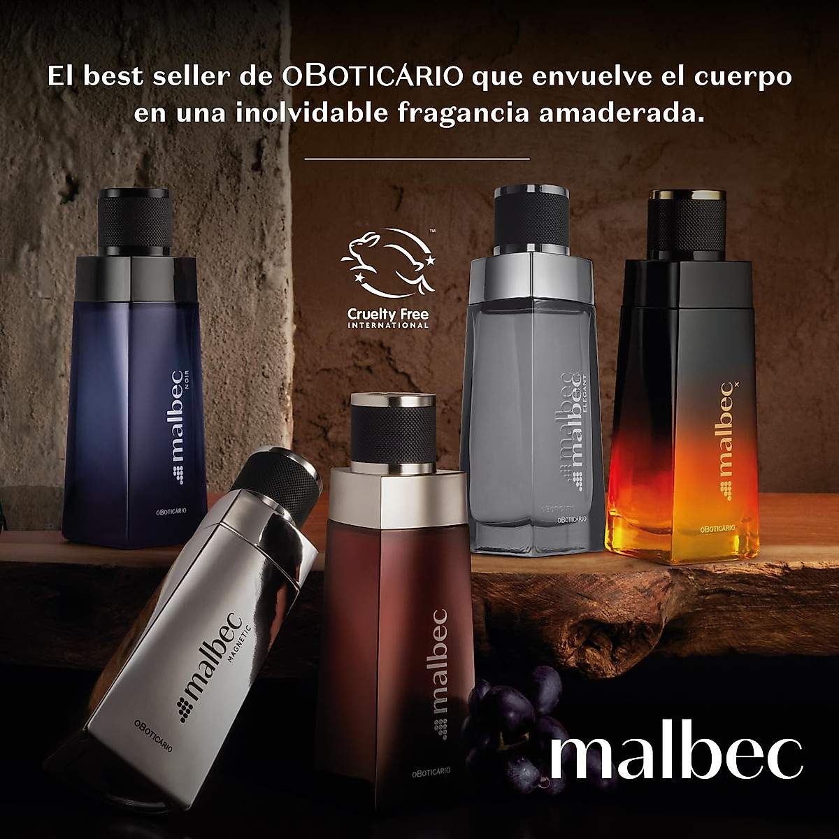 Malbec Intenso Eau De Toilette by O Boticário, Cologne For Men, Long Lasting Men's Fragrance, French Oak Barrel-Aged Red Wine & Woody Fresh Scent, 3.4 Ounce