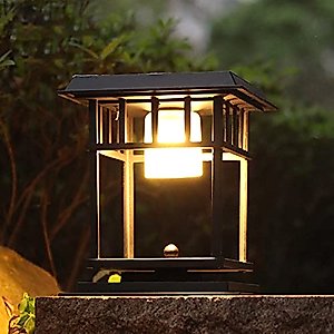 IBalody Solar Pillar Lights Outdoor Waterproof Column Lights Modern Simple Aluminum Alloy Decorative Light Home Courtyard Garden Pillar LED Light Square Pedestal