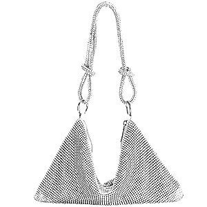 AIJUN Women's Rhinestone Purse Evening Bags Sparkly Glitter Hobo Handbag Triangle Clutch Purses for Women Evening Party Prom Cocktail