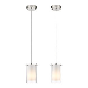 AKEZON Modern Glass Pendant Light 2 Pack, Adjustable Hanging Pendant Lighting Kitchen Lights Island Dining Room Bathroom Bar, Brushed Nickel Finish
