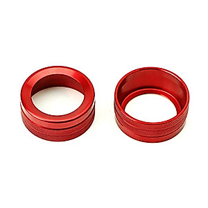 iJDMTOY 2pc Red Sports Aluminum AC Climate Control and Radio Volume Knob Ring Covers Compatible With Porsche 2014-up Macan, 2011-2018 Cayenne, 2010-2016 Panamera, 2012-2019 911
