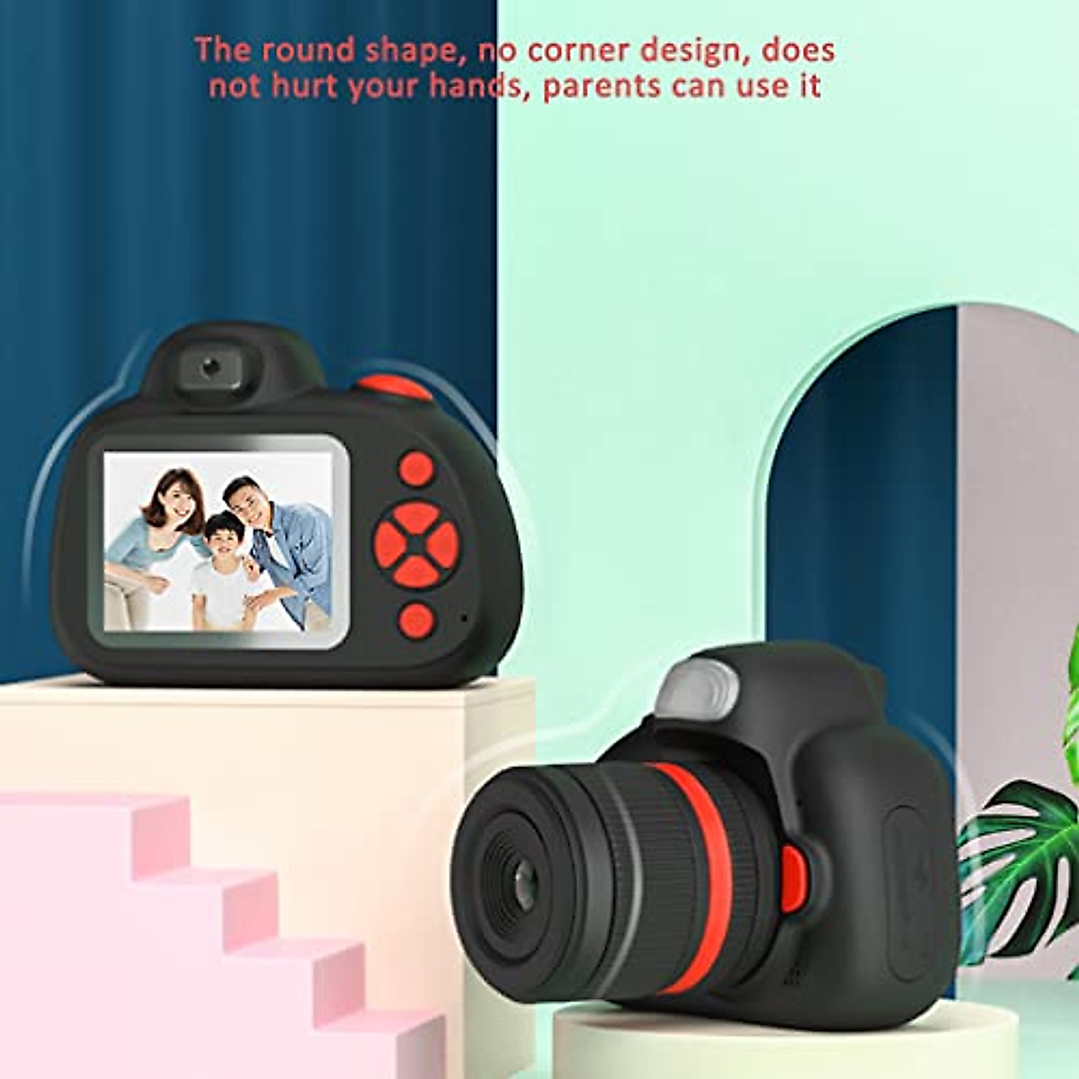 QSYY Children's Digital Camera, Birthday Gifts for Girls and Boys, 2.4-Inch IPS Screen, 32 Million Pixels, Camera with LED Flash, Including 32G Memory Card,Pink