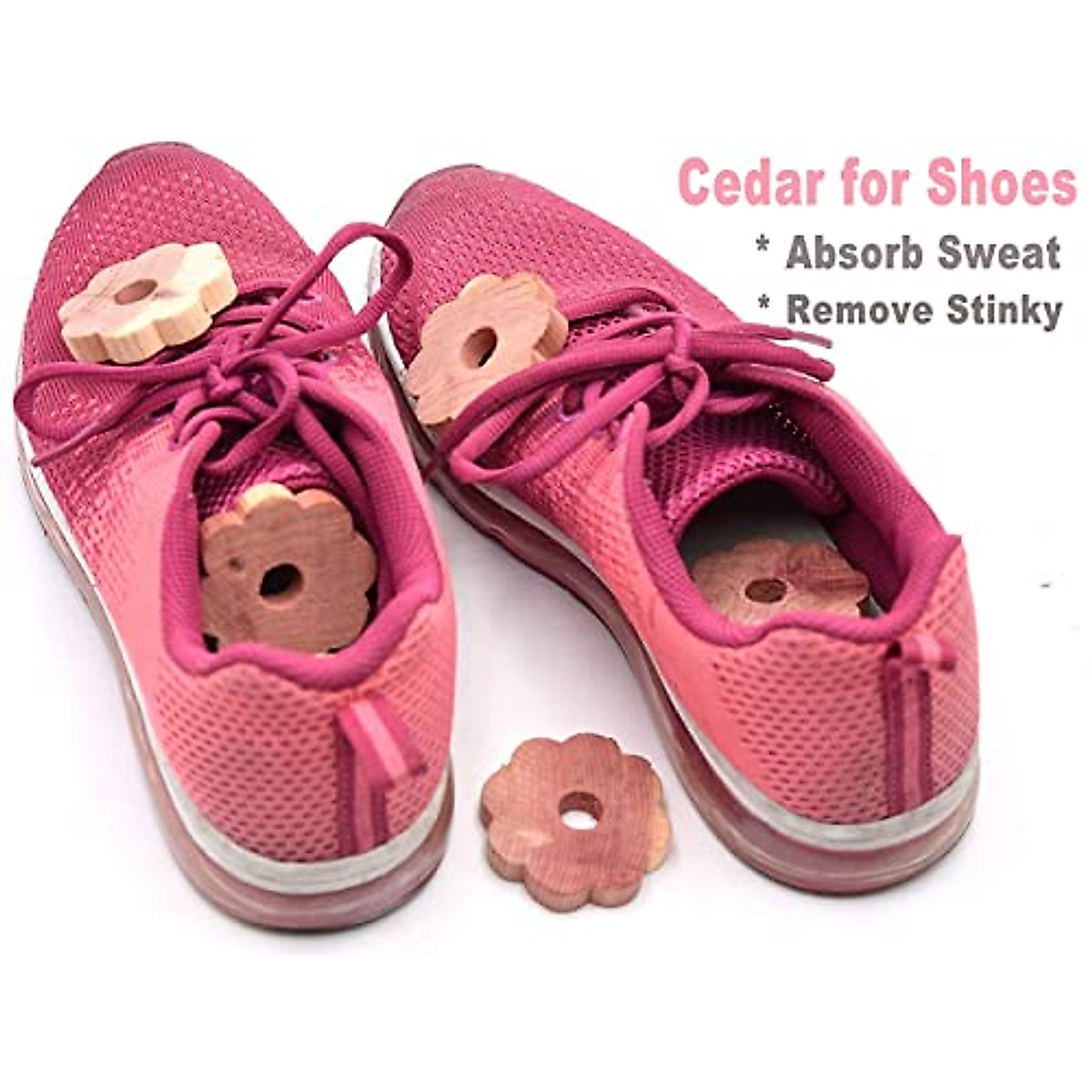 Wahdawn Aromatic Red Cedar Blocks for Clothes Storage, Fresh Scent Cedar Rings and Big Hearts for Closets and Drawers, Natural Car Air Freshener Shoes Odor Remover [40]