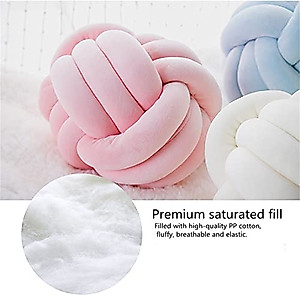 Jackcsale Round Throw Pillow, Soft Handmade Knot Ball Pillows, Home Decoration Pillow, Knotted Plush Toys Throw Pillow (7.5 inches, Grey White)