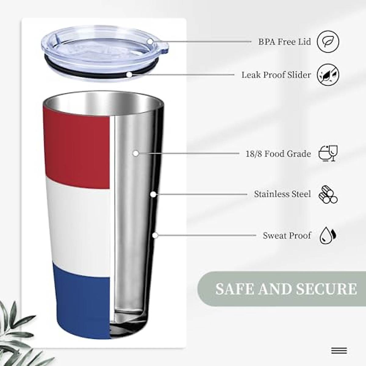 VKKOEWL Netherlands Holland Flag Stainless Steel Insulated Tumbler 20 Oz Travel Water Bottle Coffee Mug Drink Cup With Lid Straw