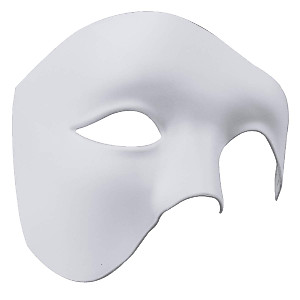 Half Face Men's Phantom Of The Opera Vintage Design Venetian Carnival Masquerade Mask (White)