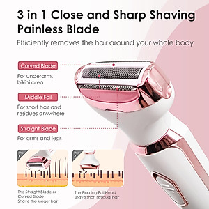 Electric Razors for Women, 4 in 1 Electric Women Shaver, Hair Removal Epilators for Leg Face Arm Bikini Armpit Pubic Hair, Cordless Rechargeable Portable Women's Bikini Trimmers, White