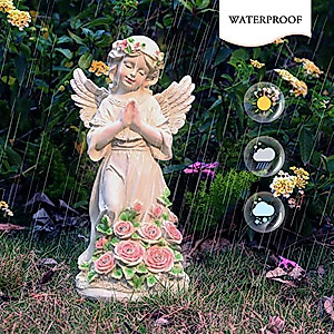 Garden Decor Angel Statue, Outdoor Patio Garden Sculptures & Statues, Solar Yard Decorations Lawn Ornaments Figurines for Outside
