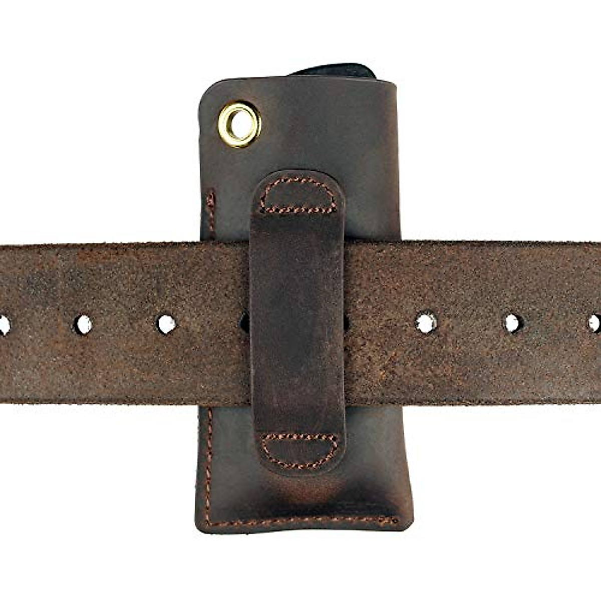 VIPERAED PJ11 Leather EDC Pocket Slip for Folding Knife, Mini Knife/Flashlight/Multitool and Other EDC Gear Leather Holster, Small Leather Utility Knife Sheath for Belt(Brown)