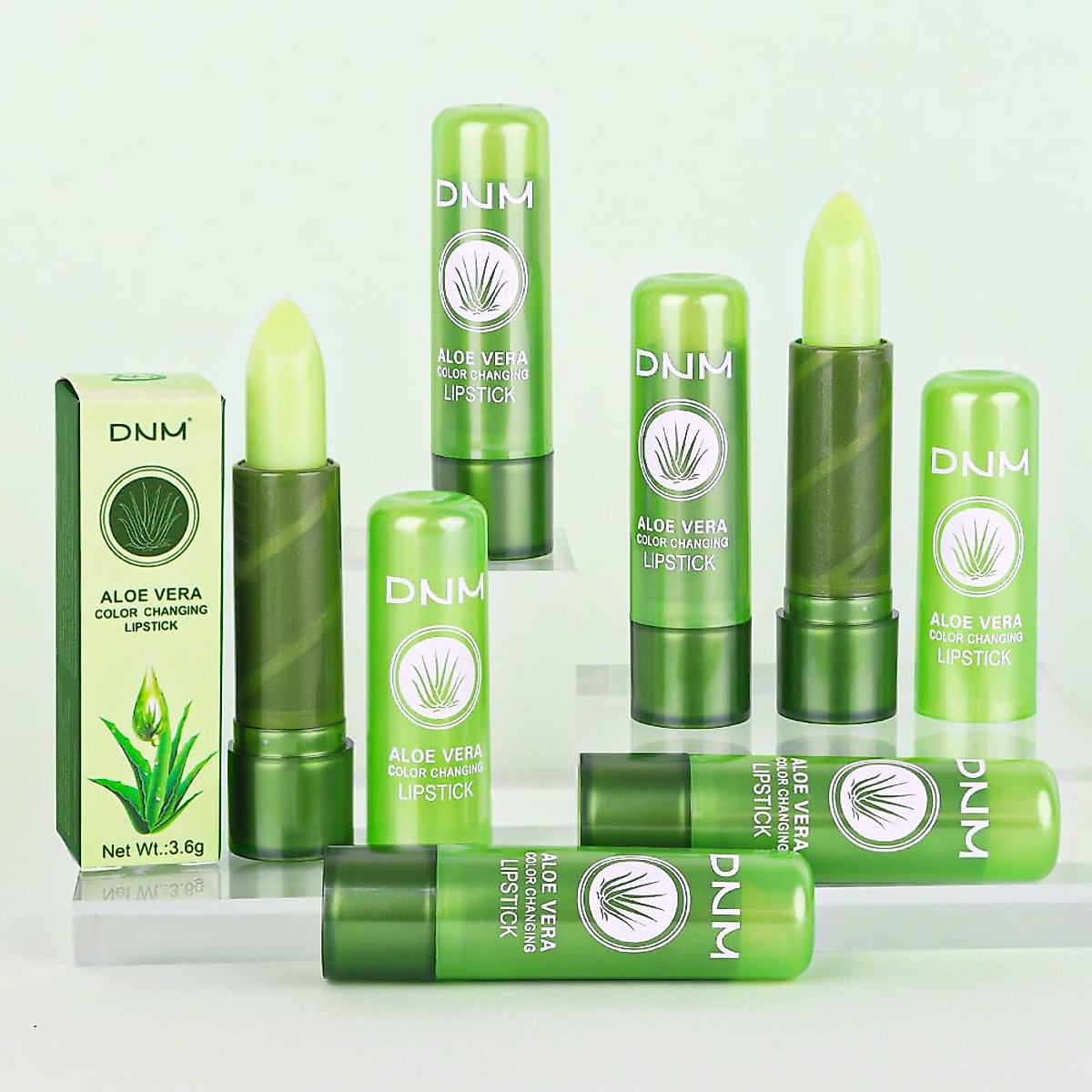 BINGBRUSH 5 Pcs Aloe Vera Color Changing Lipstick Queen,Long Lasting Lip Care Nutritious Plumper Lip Balm Moisturizer Magic PH Temperature Color Change Lip Gloss Makeup Set for Women