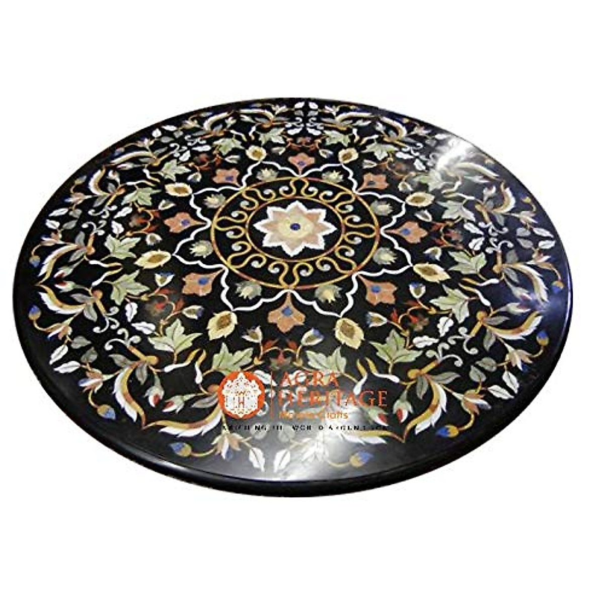 38" Inches Marble Top Dining Table Handicraft Inlay Design Decor Furniture