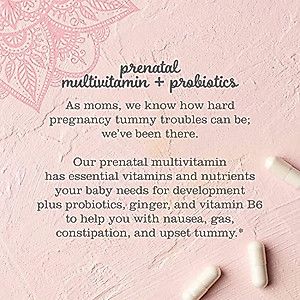 Mommy's Bliss Prenatal Multivitamin Probiotic for Women with Folic Acid: Support Baby Development & Mom Immunity & Digestion with Zinc, Vitamin B6 & B12, Ginger Extract, Choline, Vegan (45 Servings)