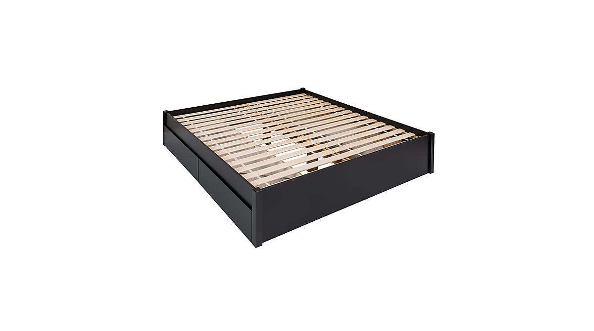 Prepac King Storage Bed with Drawers - Modern Black Platform Bed