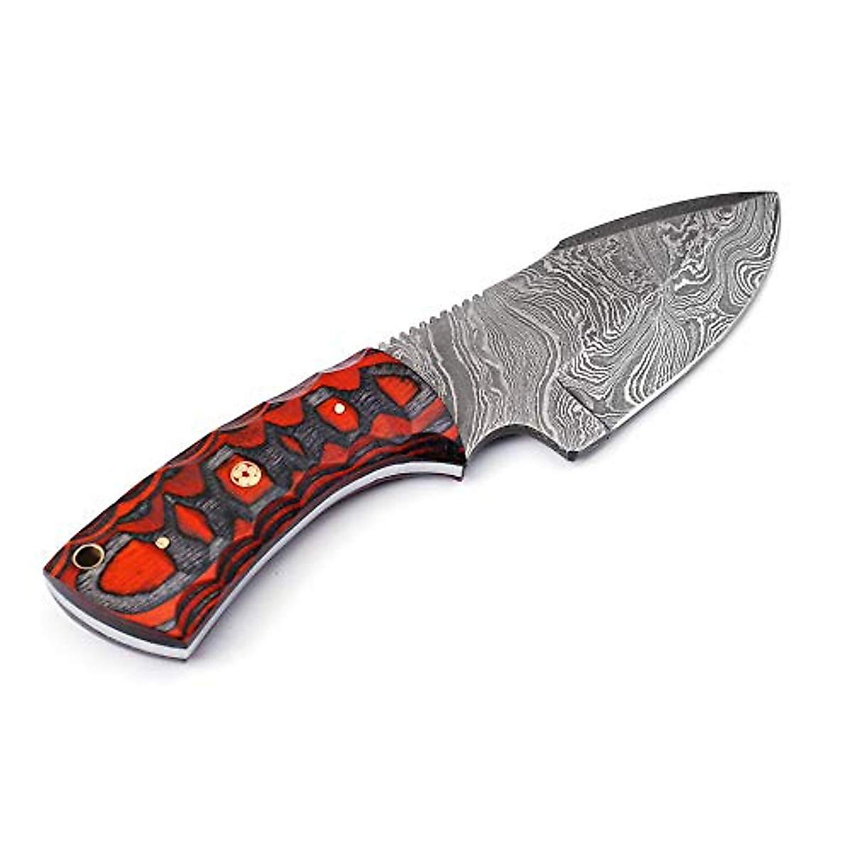 Markhor knives Damascus Custom Handmade Hunting Knife Tactical Knife 8.0 Inches Survival Knife Exotic Handle Made of Red and Black Pakkawood with Premium Leather Sheath MK- 5002 (Red)