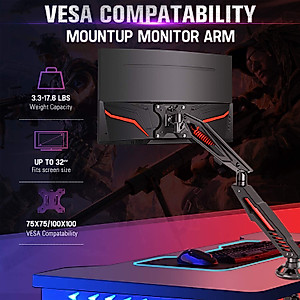MOUNTUP Triple Monitor Desk Mount& Single Monitor Stand Fully Adjustable Bundle for Computer Screen up to 27 inch, Holds up to 17.6lbs