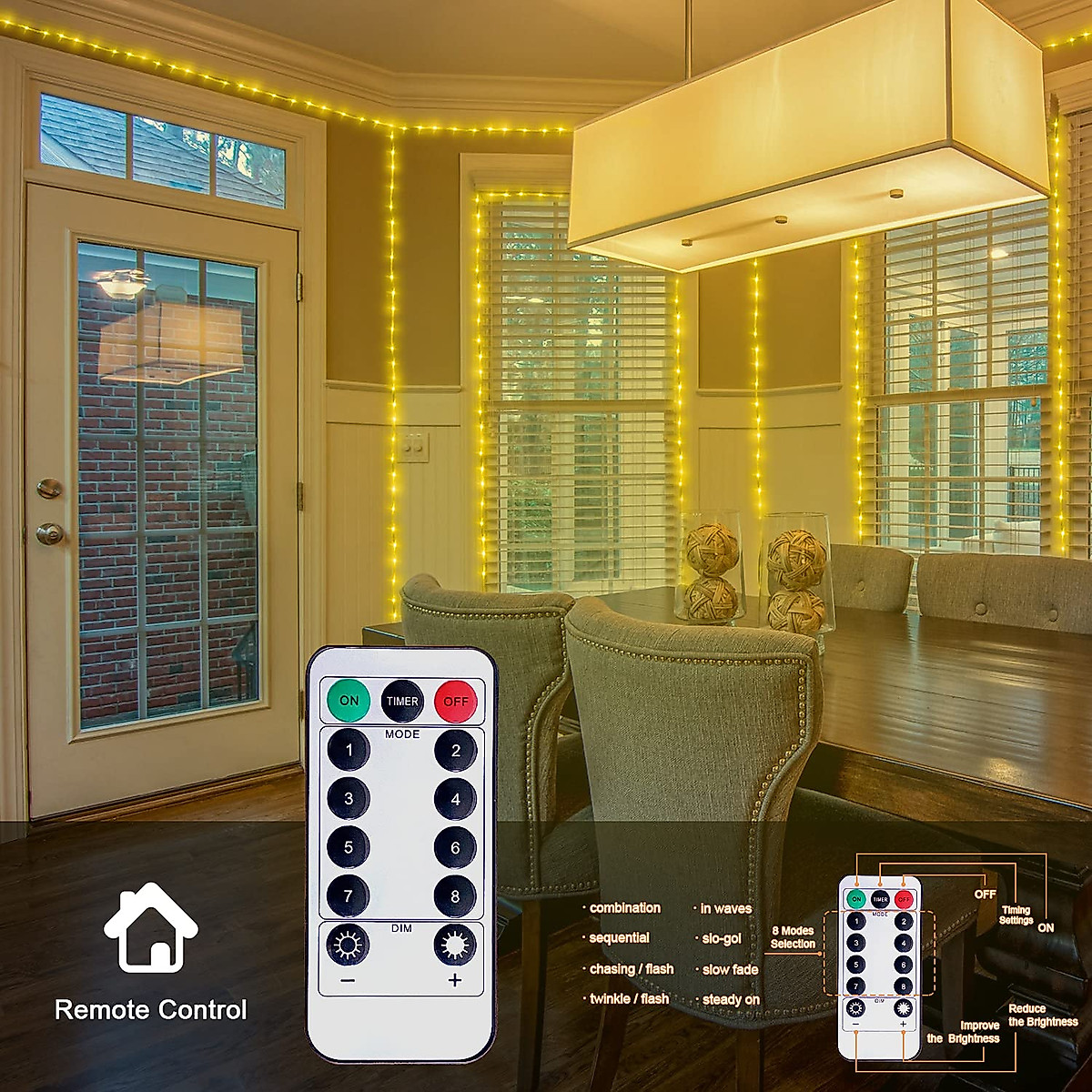 LED Rope Lights Outdoor, 98.4Ft/300 LEDs Dimmble String Lights Rope Lights with Remote and Timer, IP65 Waterproof Fairy String Lights Battery Powered for Home Garden Christmas Tree Patio (Warm White)