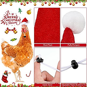 12 Pcs Chicken Christmas Hats for Hens Mini Chicken Santa Claus Hat with Adjustable Chin Strap Small Animals Santa Hat for Hens Chicken Rooster Goose Duck Parrot Christmas Holiday
