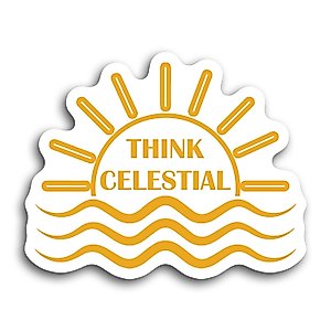 Think Celestial LDS Sticker Bible Sunshie Jesus God Faith Religious V1 Vinyl Die Cut Sticker for Car Laptop Phone Water Bottle Guitar Helmet Gift Idea Merchandise Decor Decal Stuff